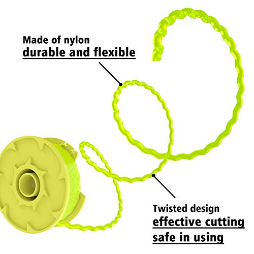 X Home Weed Eater String Compatible with Most Ryobi Cordless Trimmers, 6 Spools & 1 Cap, Part#AC80RL3 Green