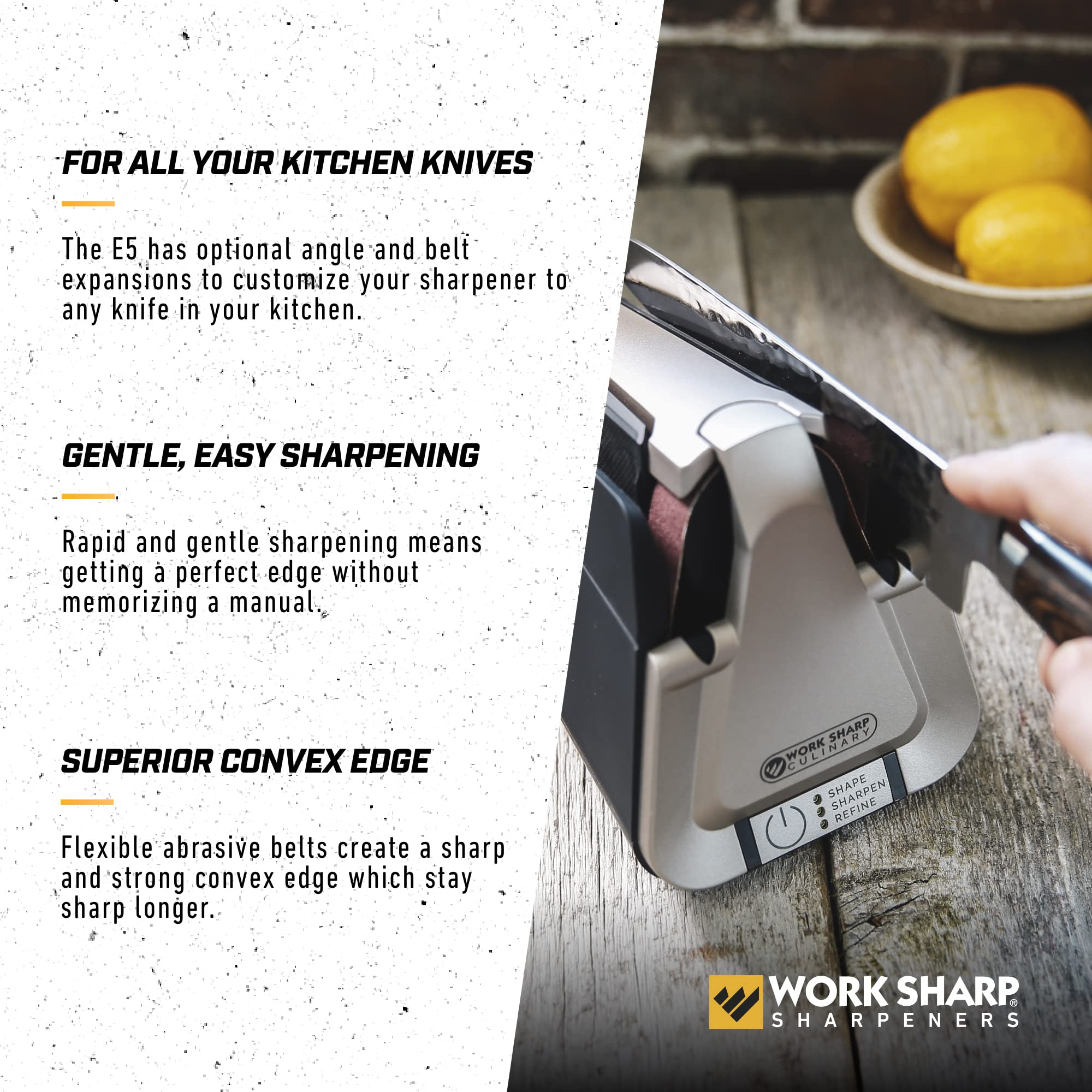 Work Sharp Culinary Kitchen Knife Sharpener with Ceramic Honing Rod, Gray, 7.2 x 4.5 x 5.2 inches