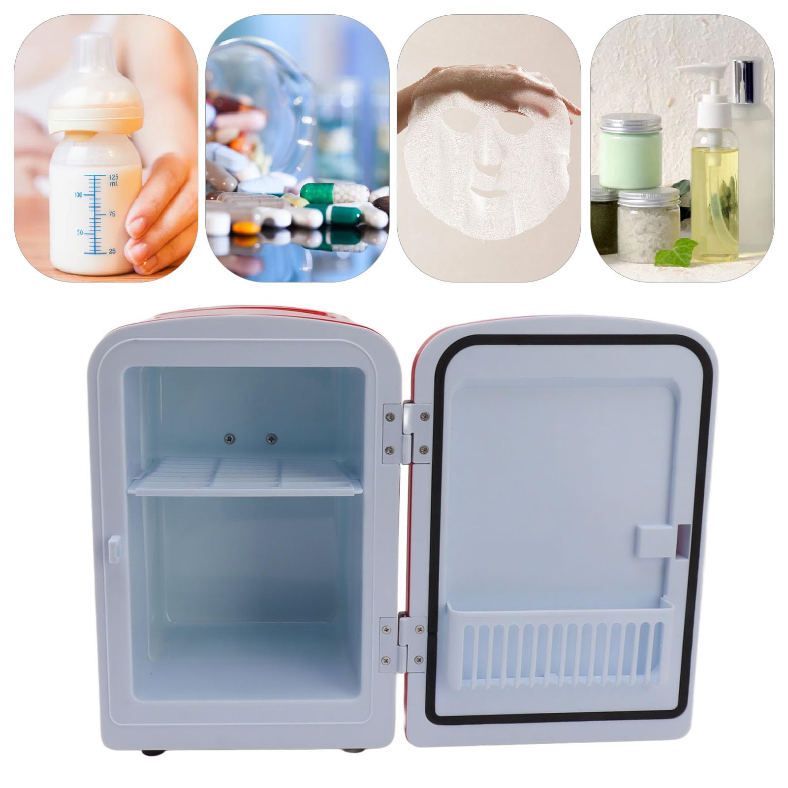 YOUTHINK Portablep Fridge, 4L Portable Mini Beauty Fridge Refrigerator Small Makeup Skincare for Skin Care Beverage Home (US Plug 100β240V)