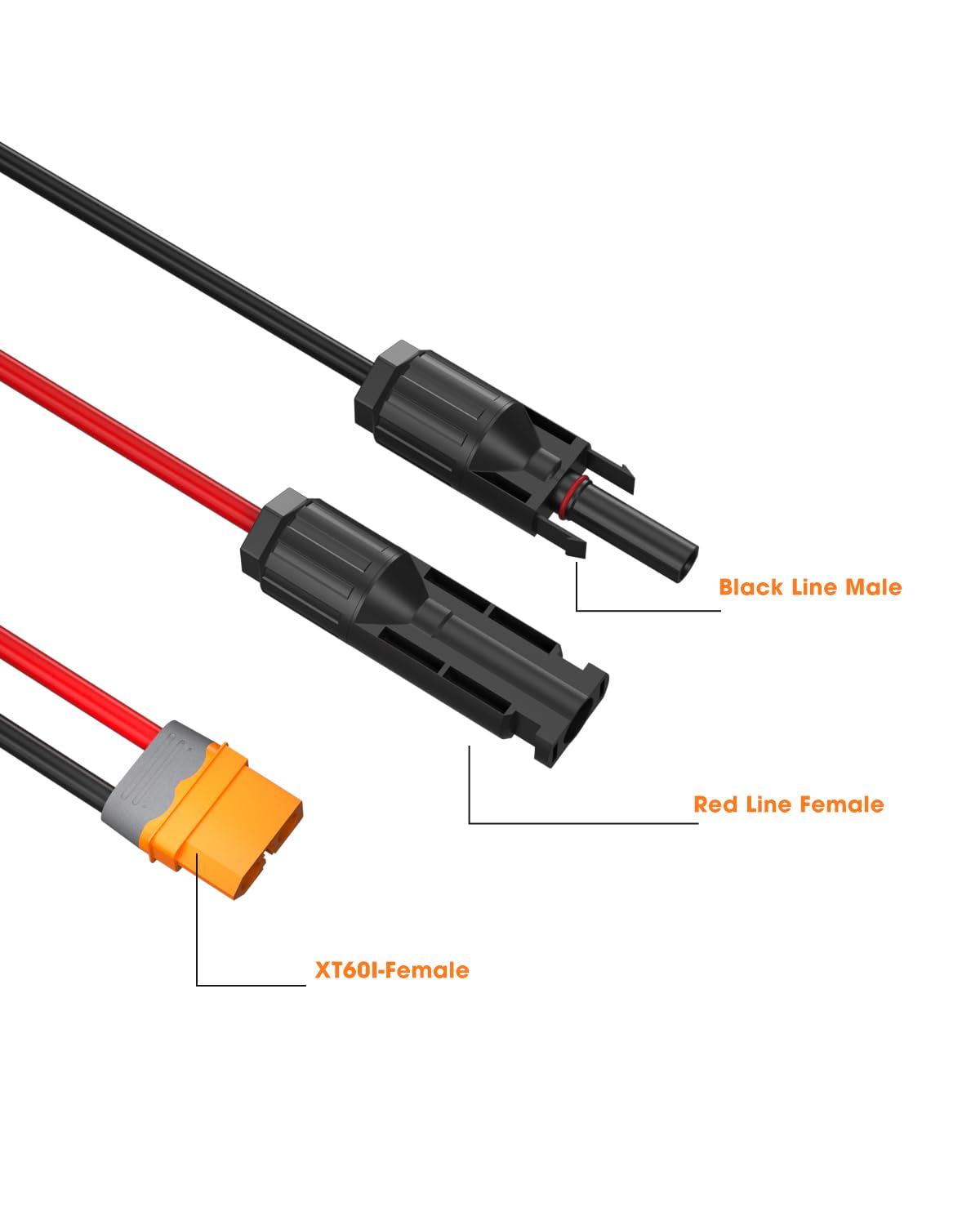 WININMETA 10Ft 12AWG Solar Power Charge Extension Cable to XT60i Solar Connector to XT60i Adapter Cable for Solar Panel to LiFePO4 Battery RV Portable Power Station Solar Generator DC500V 30A