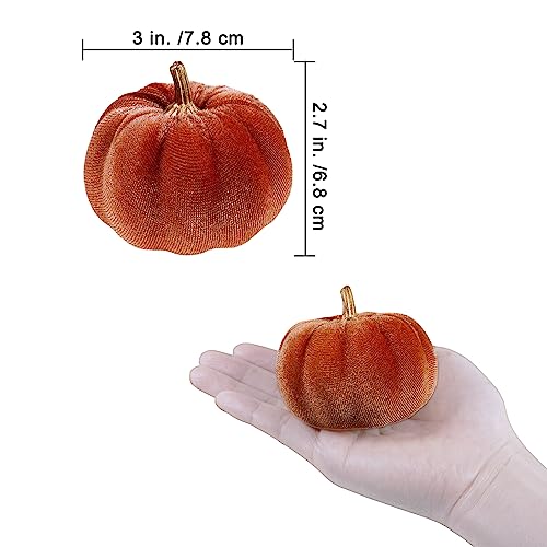 Winlyn 12 Pcs Assorted Small Faux Rustic Velvet Pumpkins Decorative Fabric Pumpkins Foam Pumpkins in Burgundy Bronze Gray White 3" for Fall Wedding Halloween Thanksgiving Table Centerpiece Décor