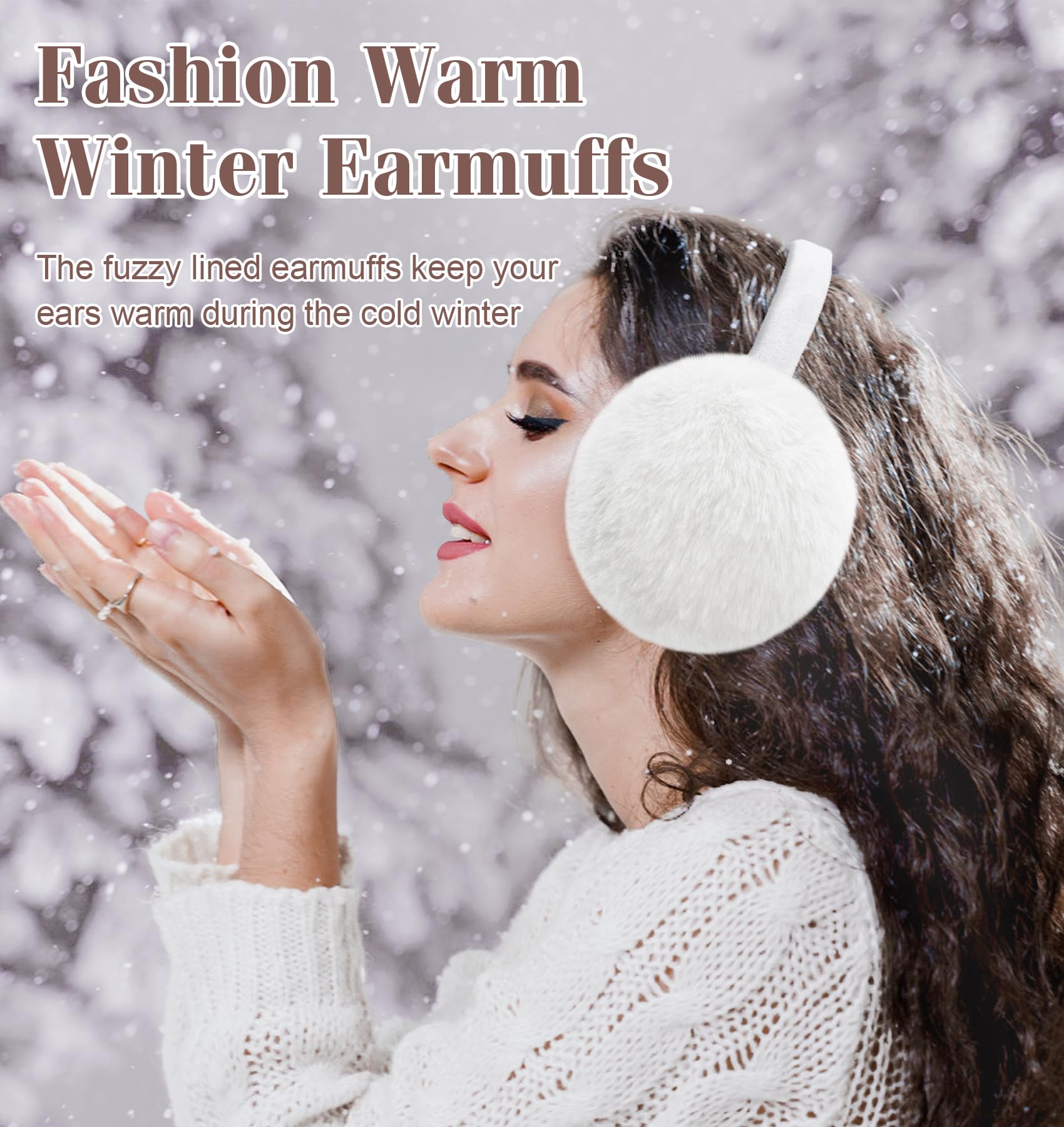 YSense Earmuffs Ear Warmers for Women Winter Fur Adjustable Foldable Ear Muffs Gifts