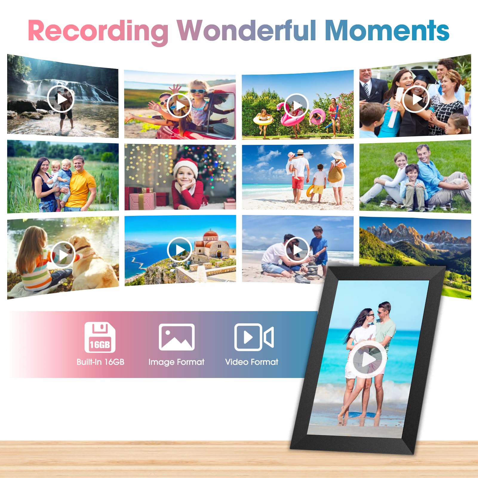 WiFi 10.1'' Digital Picture Frame with 1280x800 Resolution, Touchscreen Digital Photo Frame Share Photos and Videos Remotely via APP - Gift Guide for Christmas