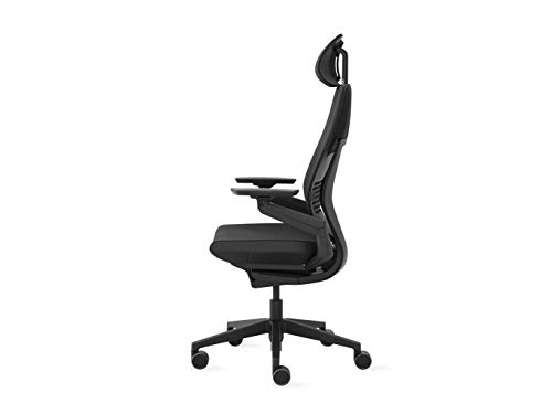 Steelcase Gesture Office Chair with Head Rest - Ergonomic Work Chair with Wheels for Carpet - Comfortable Office Chair - Intuitive-to-Adjust Chairs for Desk - 360-Degree Arms - Licorice Fabric