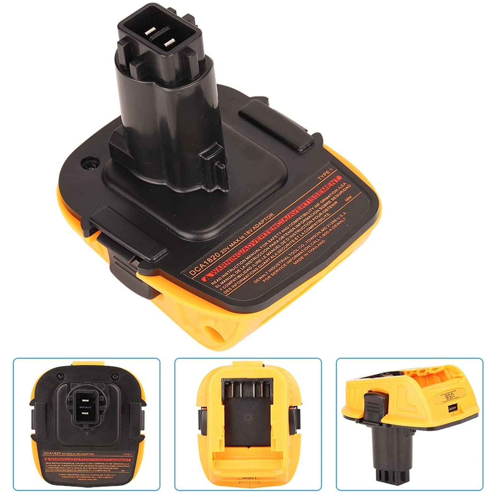 TPDL USB Battery Adapter DCA1820 Compatible with DeWalt 18V to 20V Converter for Dewalt 18V NiCad & NiMh Tools Replacement(1 Pack)