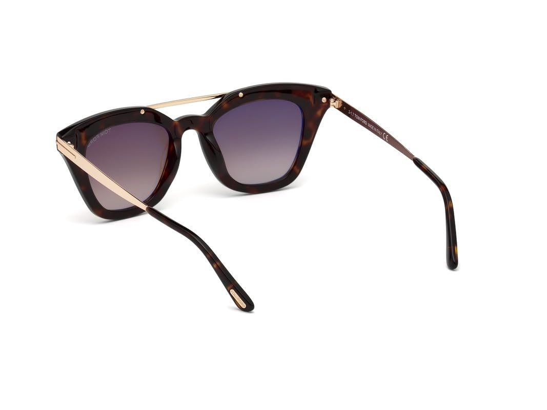 Tom Ford Rectangular Sunglasses TF575 Anna-02 52G Dark Havana/Gold 49mm FT0575