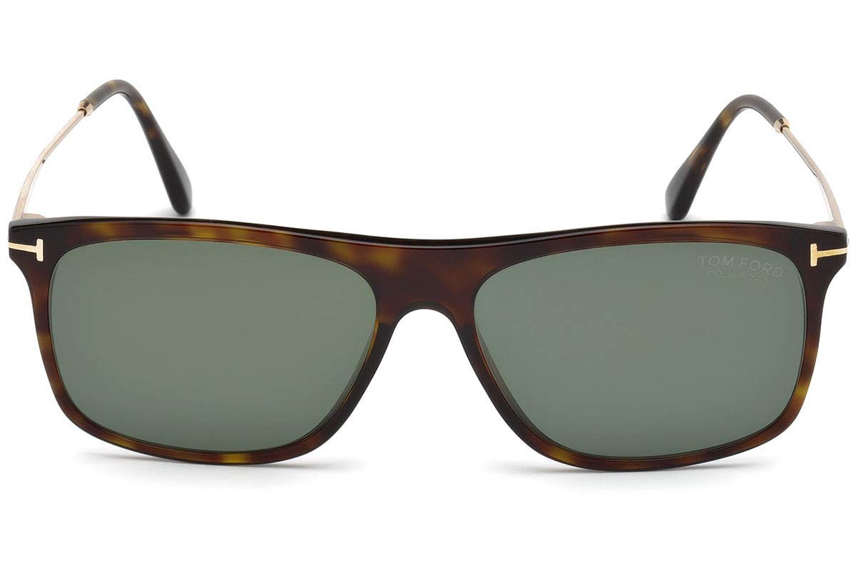 Tom Ford Rectangular Sunglasses TF588 Max-02 52R Dark Havana Polarized 57mm FT0588