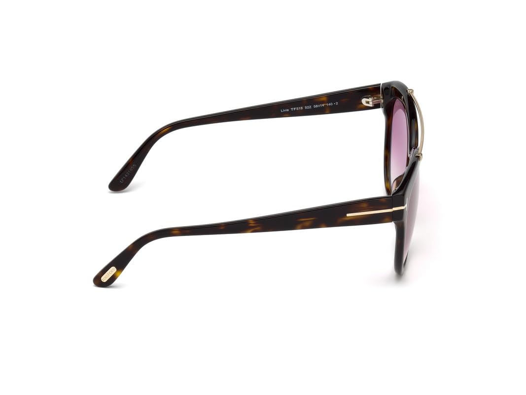 Tom Ford TF518 Livia 52Z Womens Dark Havana/Gold 58 mm Sunglasses - dark havana/gold