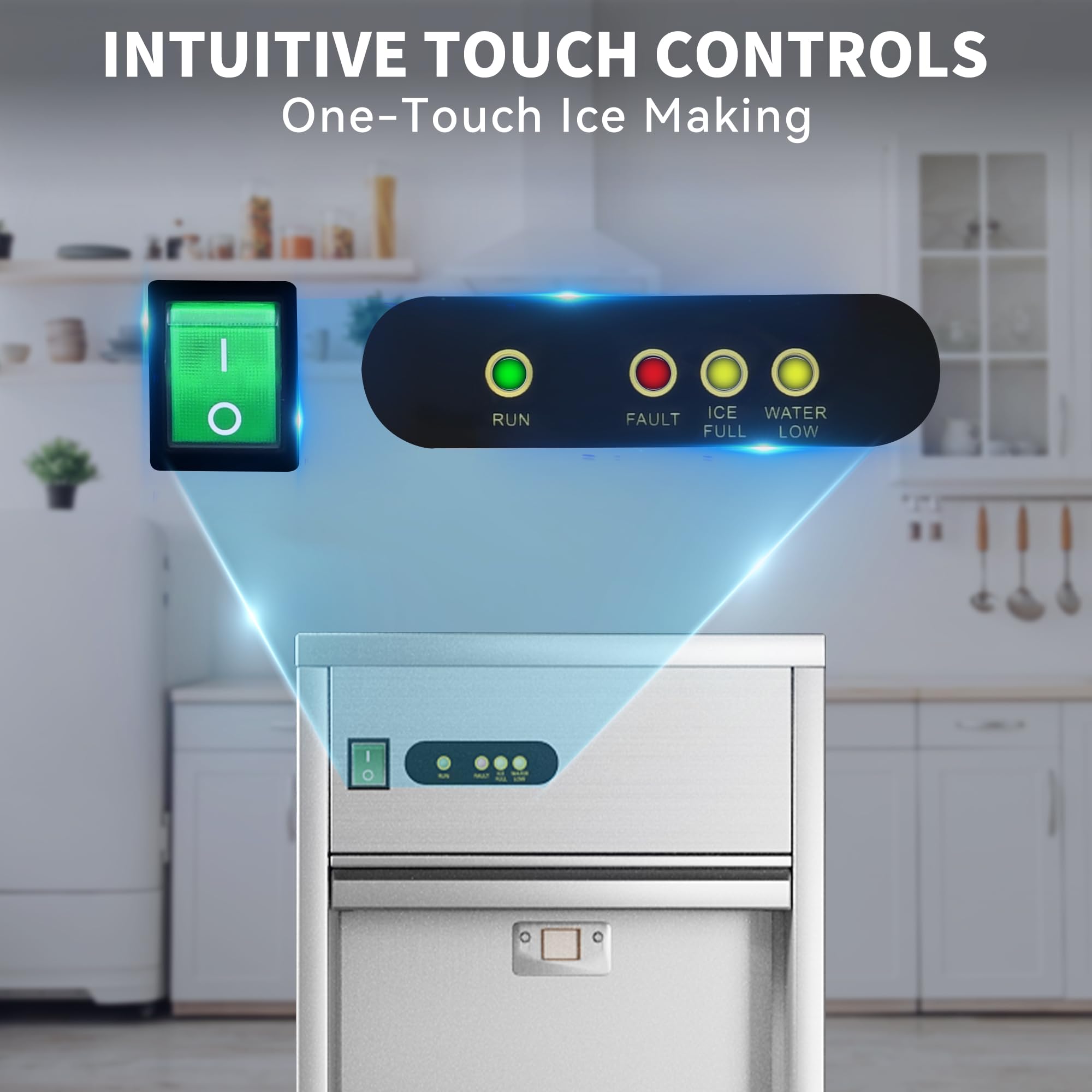 YITAHOME Commercial Snowflake Ice Machine 44LBS/24H with 11LBS Storage, Food Grade Stainless Steel Automatic Freestanding Flake Ice Maker Machine with Water Filter, Scoop