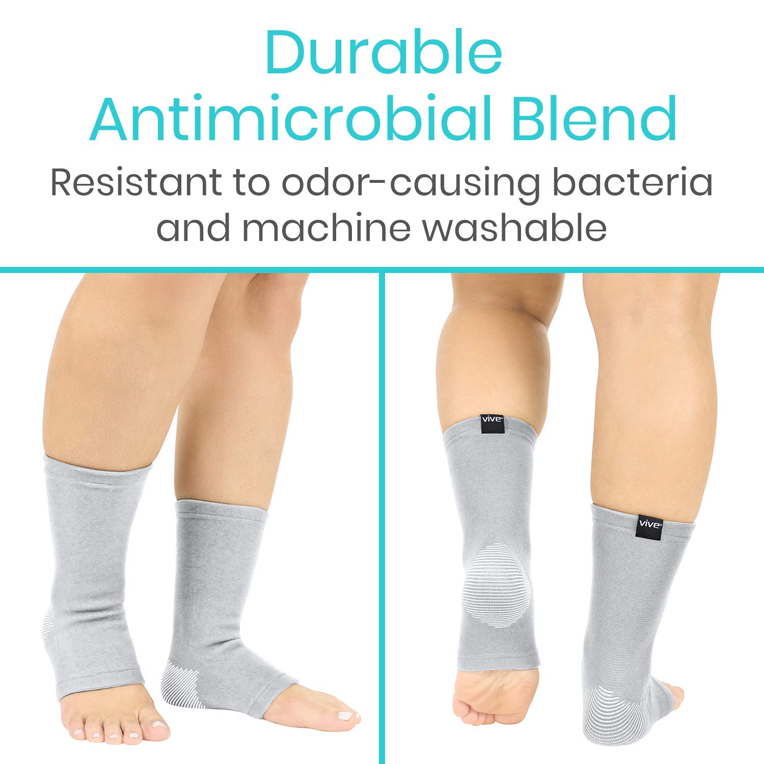 Vive Ankle Compression Socks Women & Men (Pair) - Ankle Sleeve with Elastic Stabilizer Support for Plantar Fasciitis, Achilles Tendonitis, Arthritis, Sprains, Strains, Heels Spurs