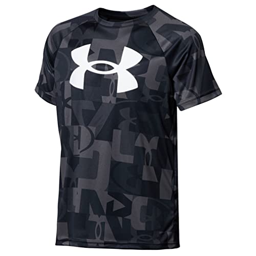 Under Armour Boys Tech Big Logo Printed Short-Sleeve T-Shirt , Black (002)/White , Small