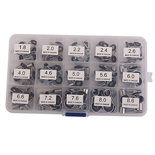 VORCOOL 75pcs Fishing Rod Pole Guides Tip Rings Repair Kit