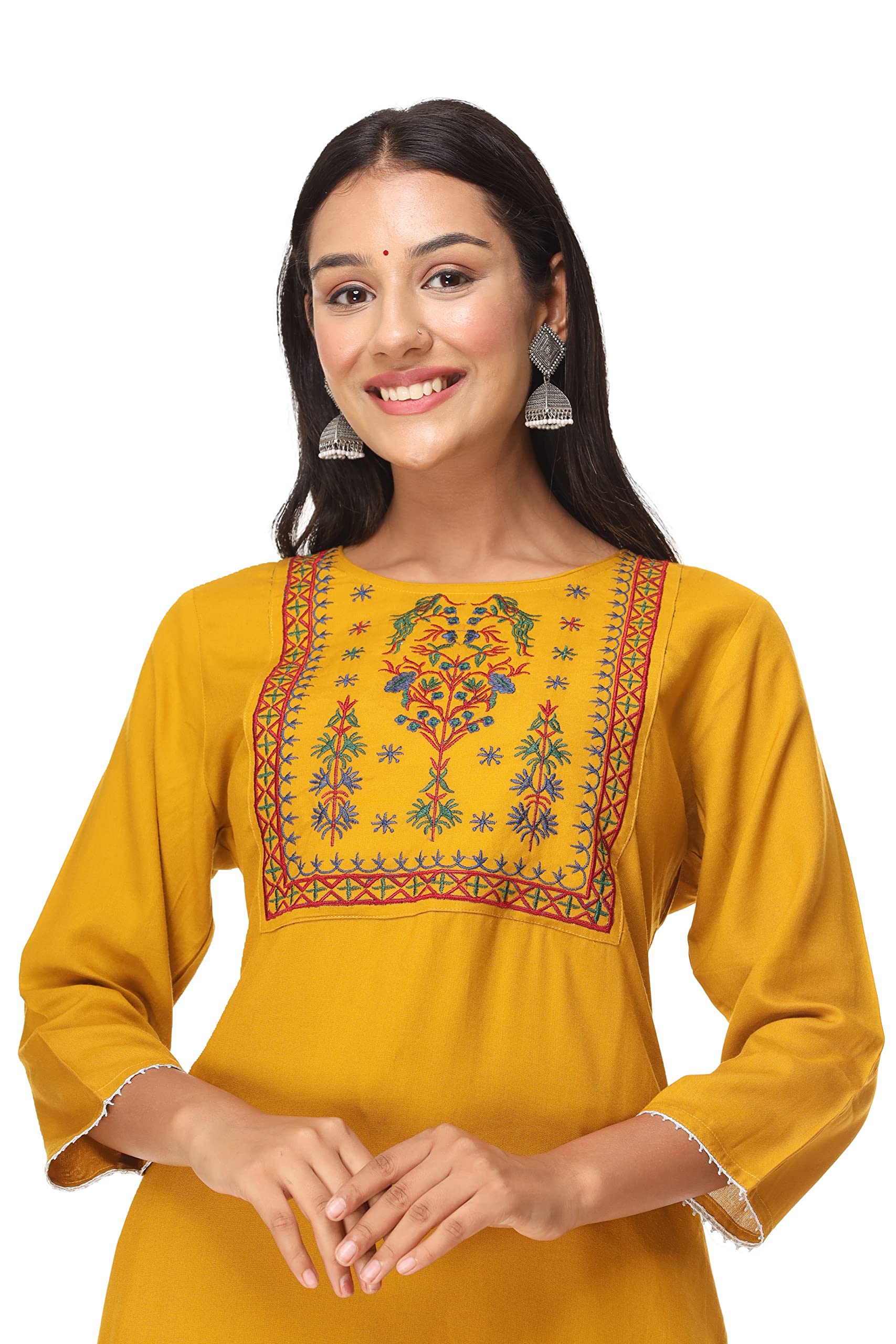 Vihaan Impex mustard yellow Embroidered Kurta Set with matching Pant for Women