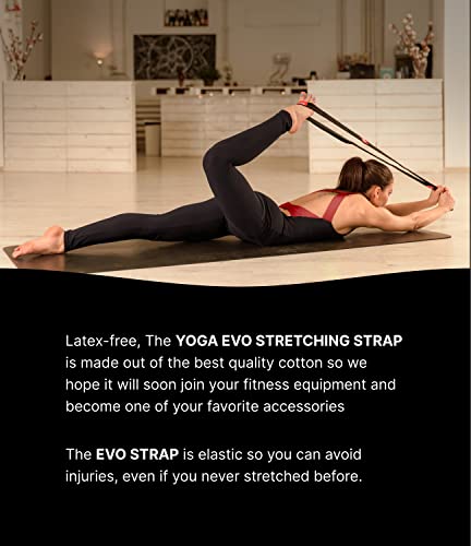 YOGA EVO Exercise Band with Loops for Physical Therapy Yoga, Exercise and Flexibility Elastic Fitness Stretch Band + Exercise Instructions & Carry Bag