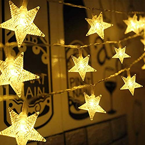 SRK Star String Lights, 100 LED 33 Ft 8 Modes, Plug in Fairy Twinkle Lights Waterproof for Outdoor, Indoor, Wedding Party, Christmas Tree, New Year, Garden Decoration, Bedroom (Warm White)