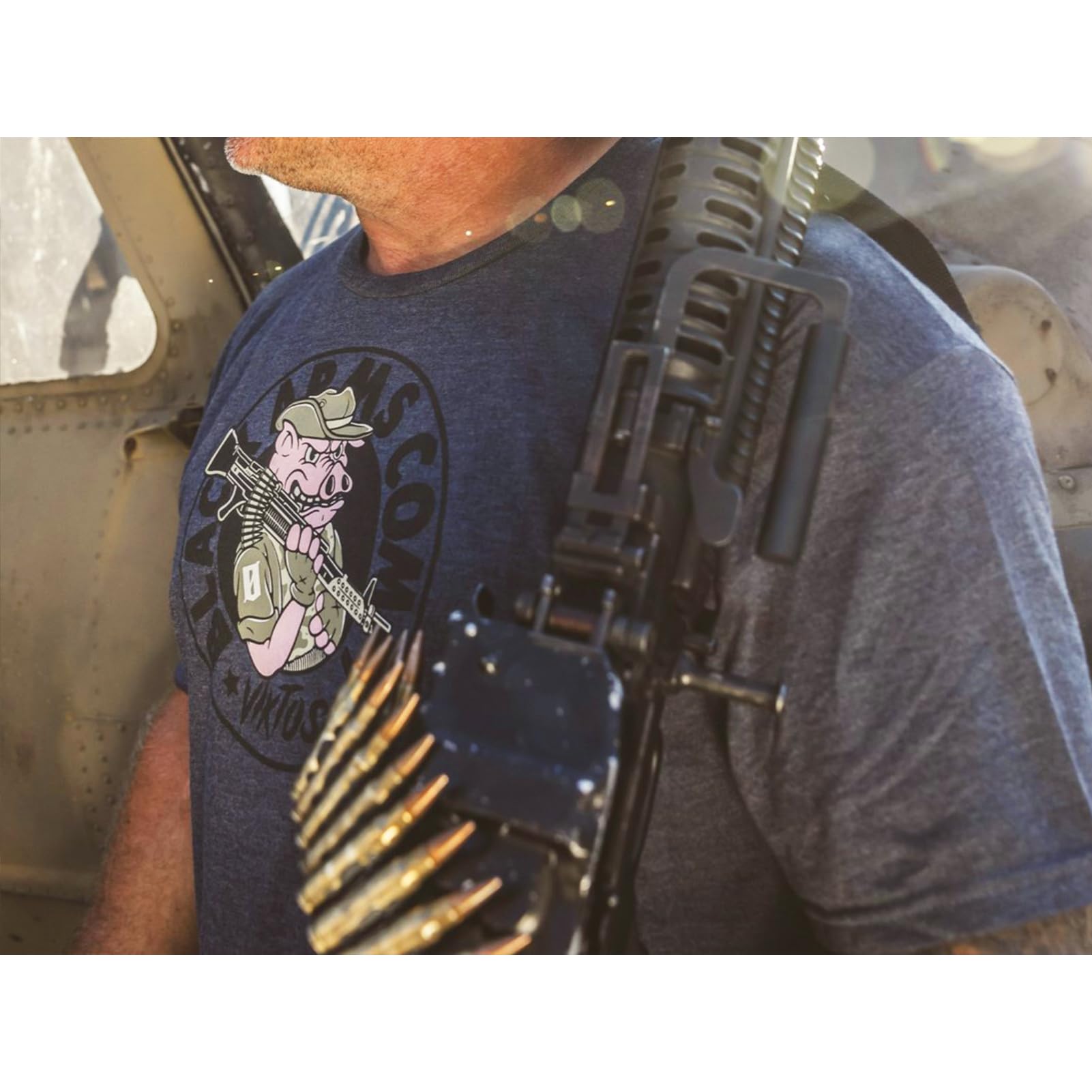 VIKTOS Men's The Pig Tee | Lightweight Breathable Soft Comfortable Casual Short Sleeve T-Shirt with Screen-Printed Graphic, Navy Heather, Size: L