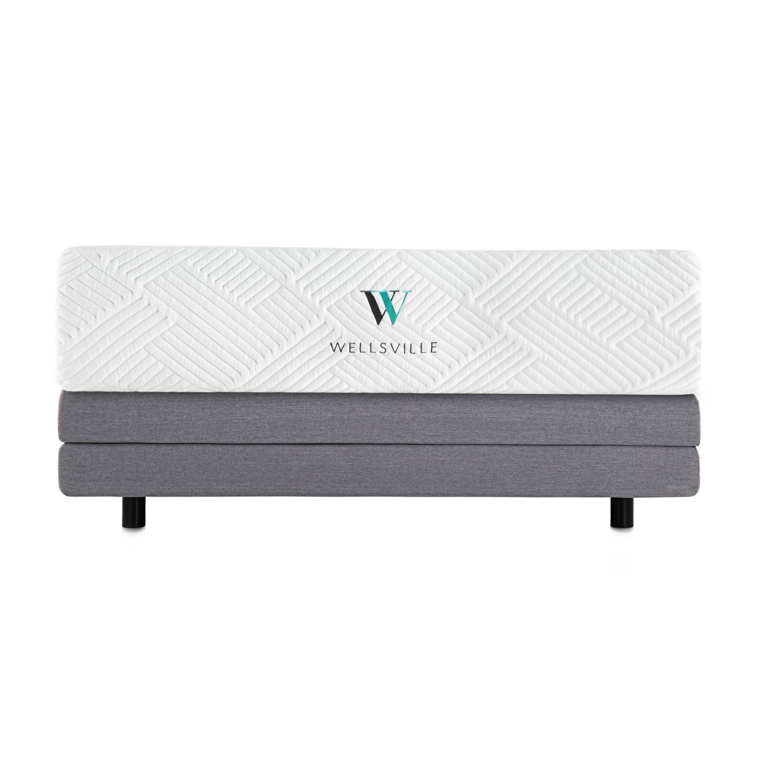 WELLSVILLE 14" Ventilated Luxury Gel Memory Foam Mattress - CertiPUR-US Certified, Twin XL, Grey/White