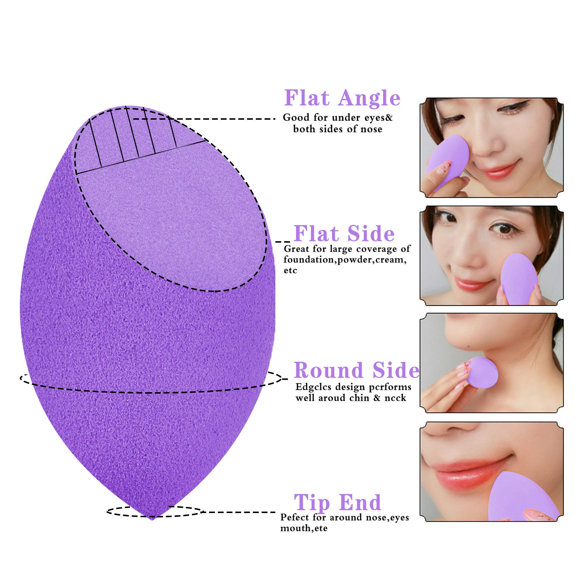 YEOTWIN Makeup Sponge Set Latext-free Beauty Sponge Makeup Blender Foundation Sponge Applicator Sponges (5cps)