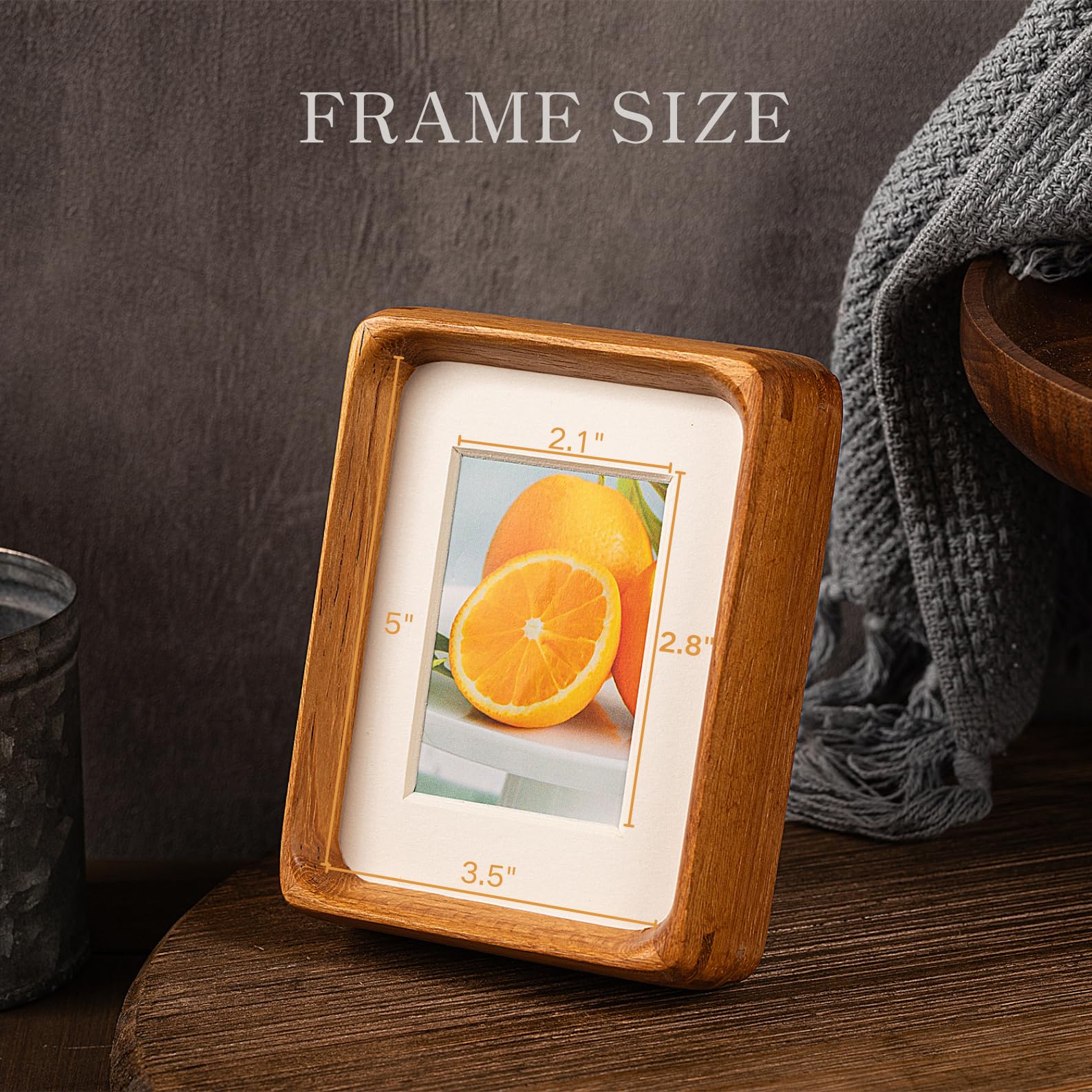 Youncewooder 3x4 Natural Teak Wood Picture Frame - Displays 2x3 Photos with Mat | Rustic Handmade Small Tabletop Frame for Baby Newborn Gift,Gifts for Baby Keepsakes, Wedding