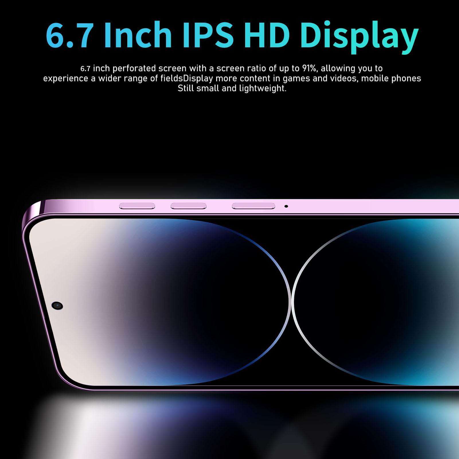 Vikye 6.7 Inch IPS HD Display, Octa Core Performance, 8GB RAM 256GB ROM Unlocked Smartphone with Versatile Connectivity, Compatible with 5G SIM Cards (US Plug)