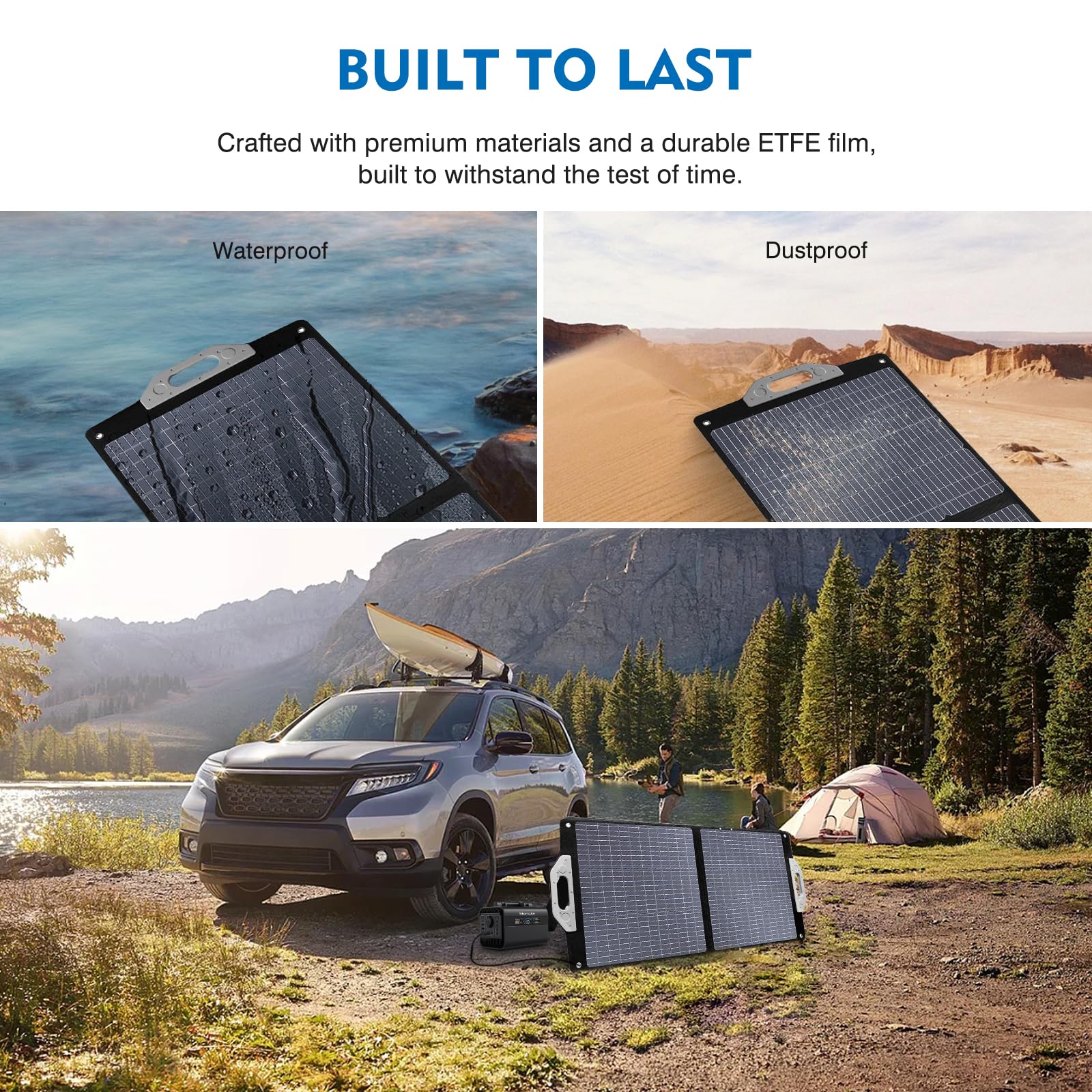 STORCUBE-100W-Portable-Solar-Panel for Power Station Generator, IP67 Waterproof Solar Cell Solar Charger with High-Efficiency Battery Charger for Outdoor Camping Van RV Trip