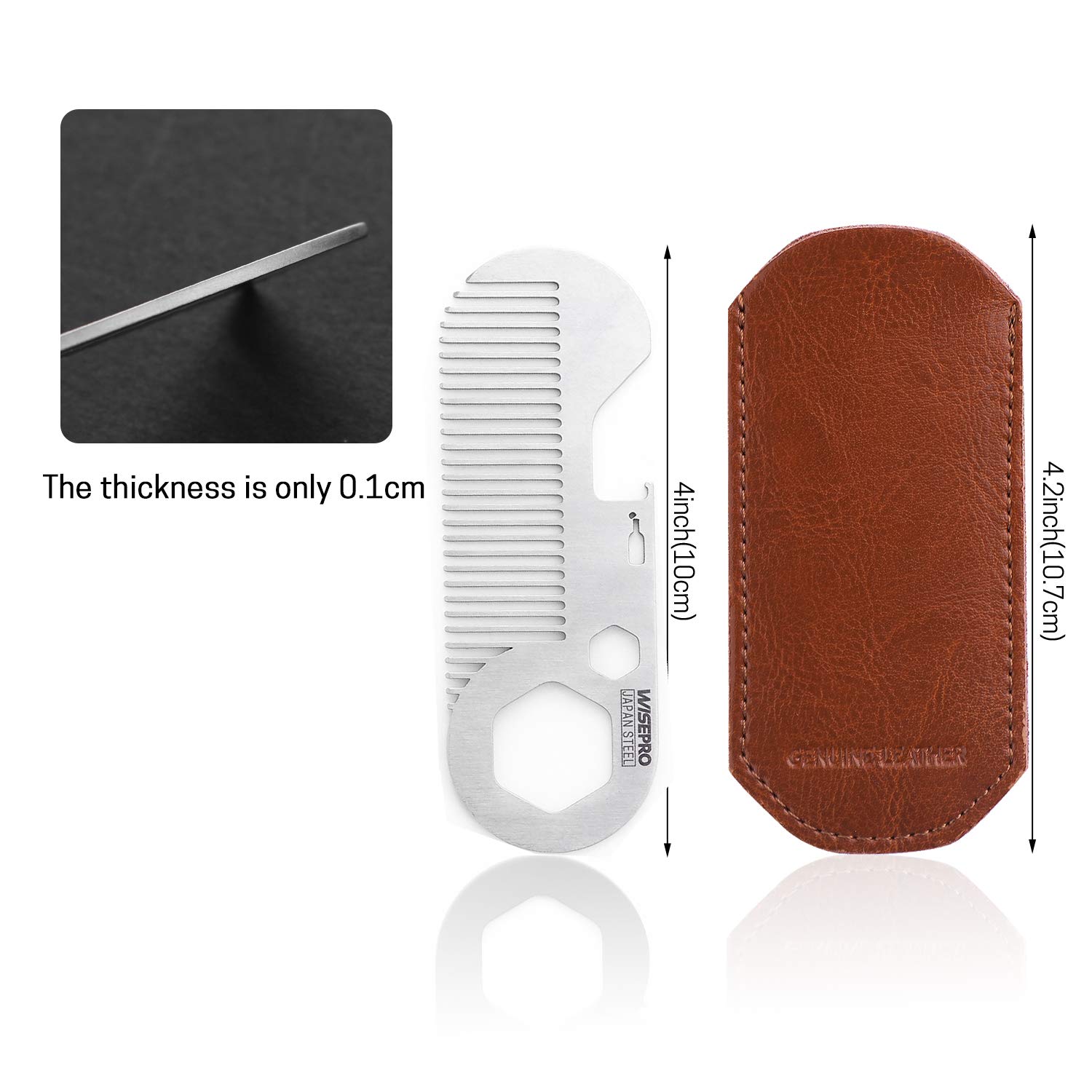 WISEPRO Beard Mustache Comb Fine Toothed Beard Comb Keychain Comb,Suitable For Beard Care Facial Hair Grooming(White Circle Corkscrew)