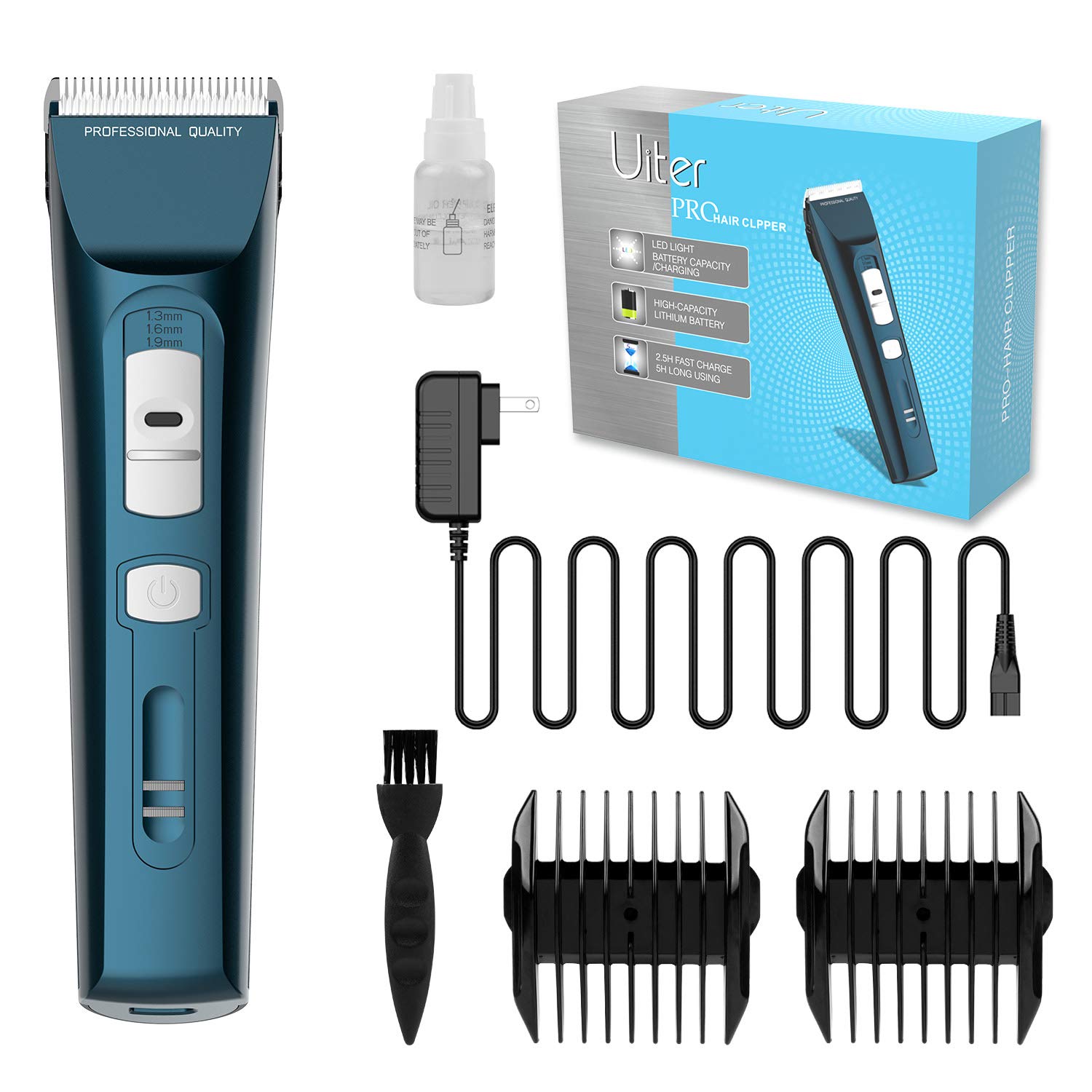 Uiter Hair Clippers for Women/Men - 4 Length Fine Adjustment Knobs & 2 Guide Combs, Hair Grooming Kits for Women, Cordless Electric Beard Trimmer for Mens, Includes Charging Adapter