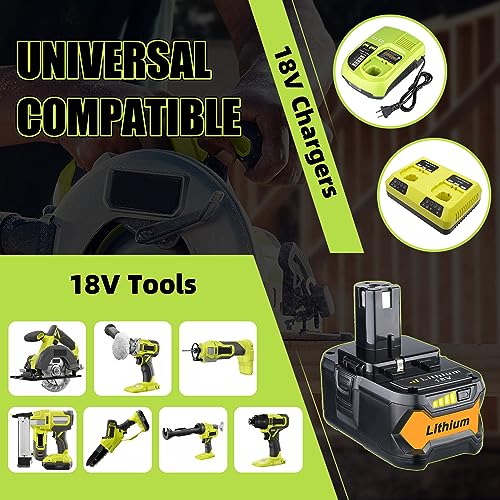 VINIDA 2 Packs P108 6.0Ah 18V Lithium Replacement for Ryobi, Cordless Power Tools Battery with LED Indicator,Compatible with Ryobi 18V Battery P104 P105 P100 P102 P103 P107 P109