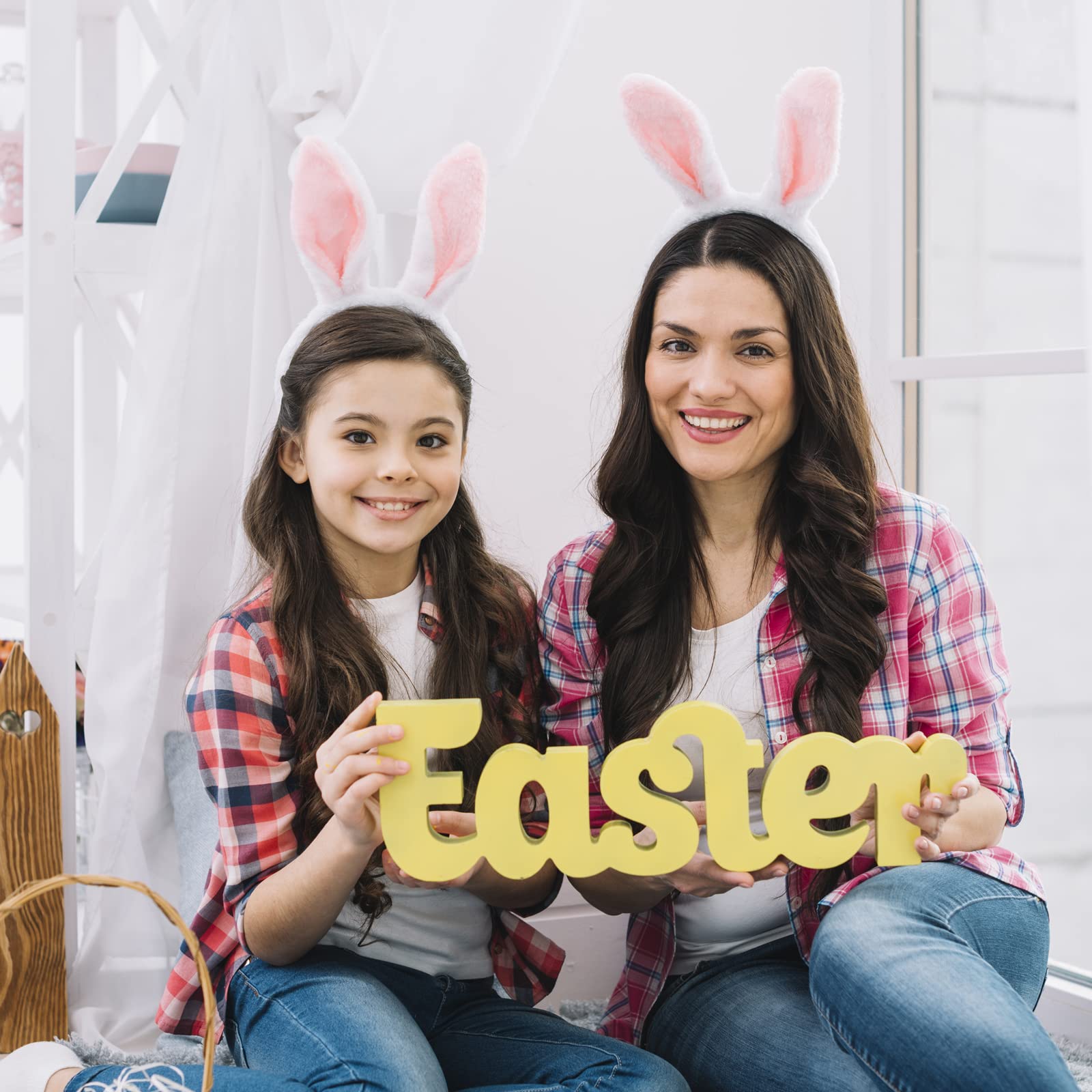 TopTie Easter Bunny Ears Headband for Adults & Kids, Halloween Plush Rabbit Hair Hoop, Party Favors Cosplay Costume