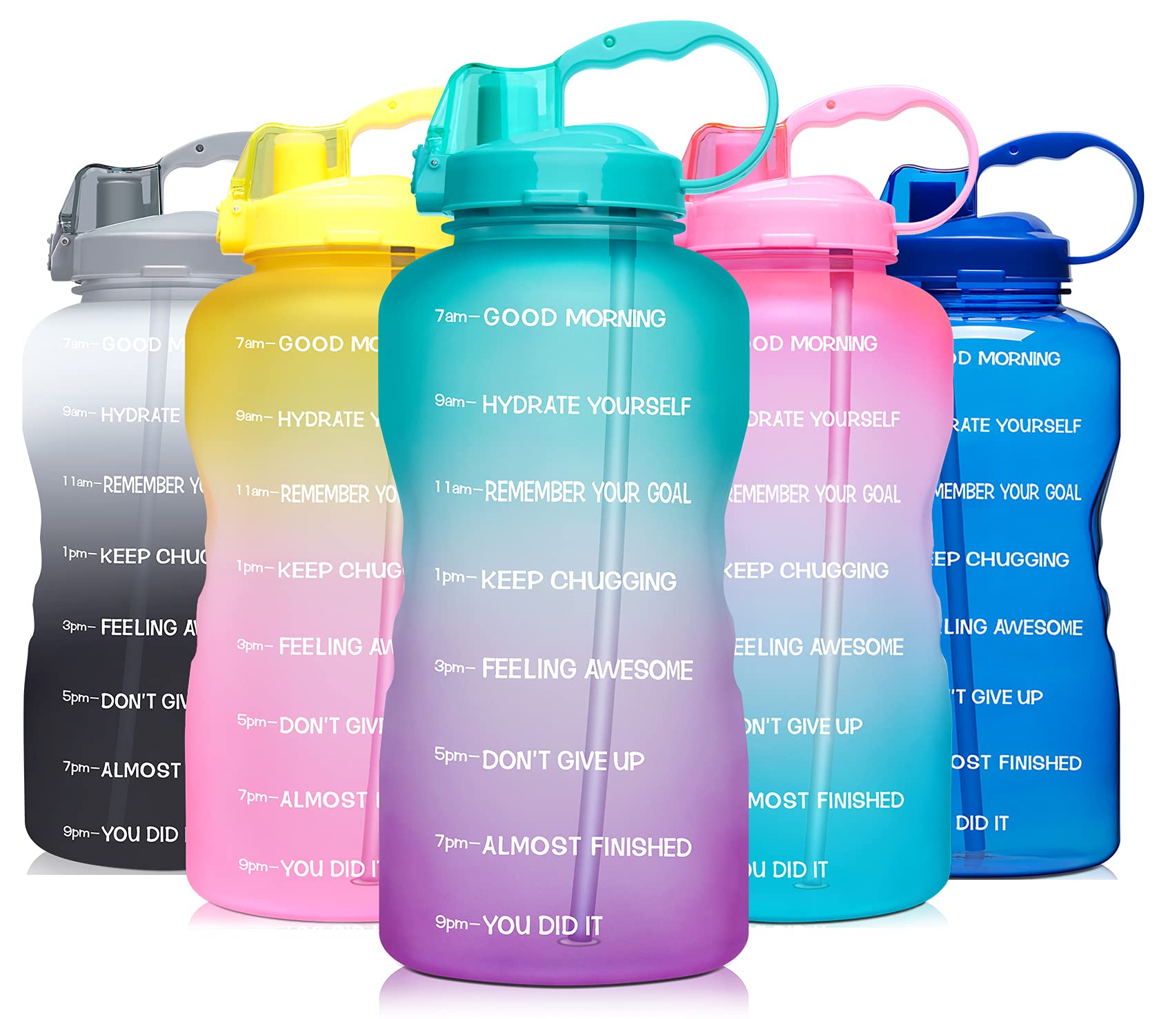 Venture Pal 64 OZ Water Bottle with Motivational Time Marker & Straw - Leakproof BPA Free Reusable Flip Top Water Bottle for Sports and Fitness Enthusiasts