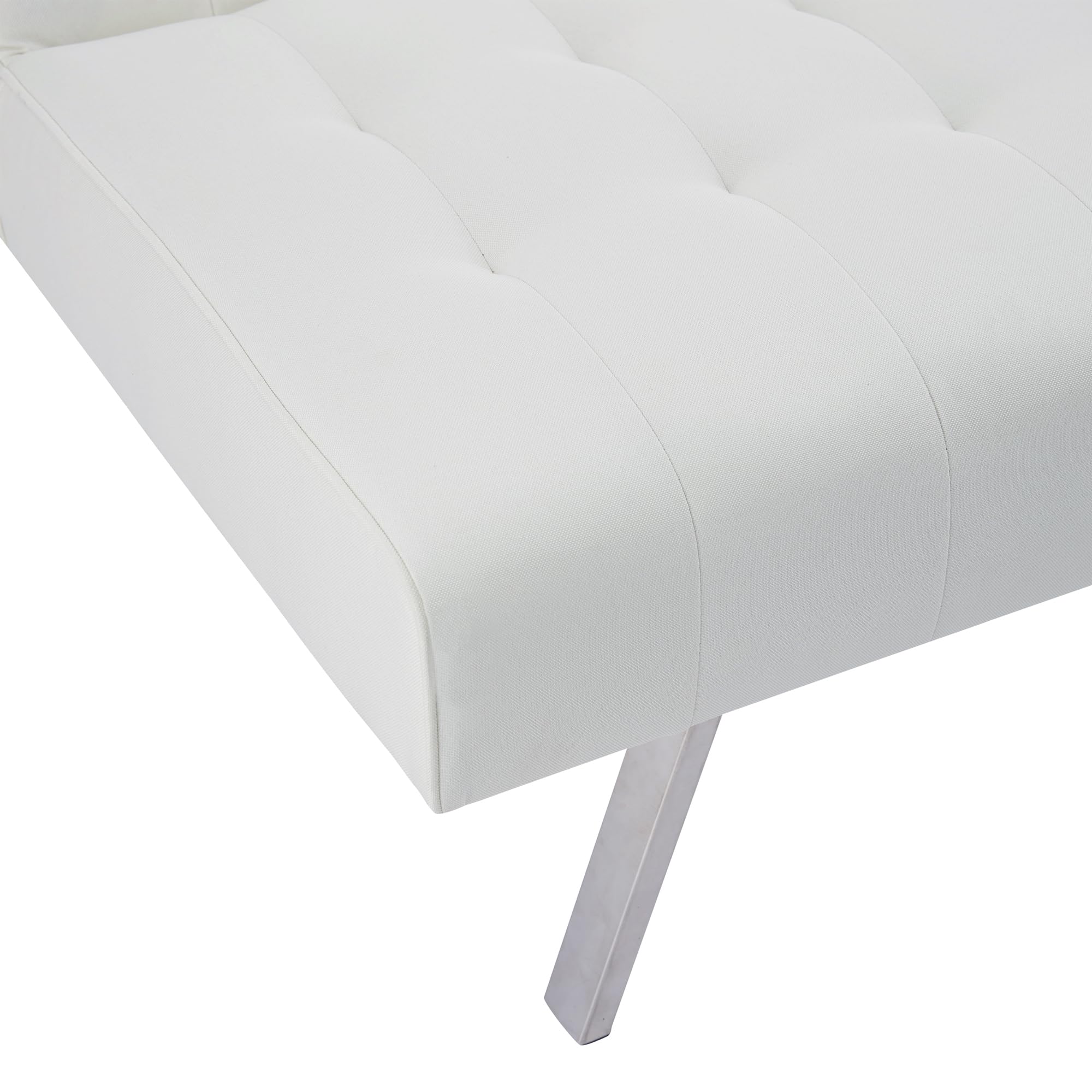 White Futon Sofa Bed, Durable Faux Leather Futon Couch, Split Back Sofa Bed Couch With Metal Legs, Folding, Reclining Small Couch Bed, Pull Out Sofa Bed, White Futon Sofa Bed For Living Room