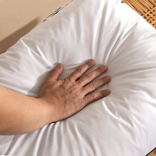 White Goose Feather Bed Pillow - 600 Thread Count 100% Cotton, Medium Firm,Soft Support (Queen Size:Pack of 2)