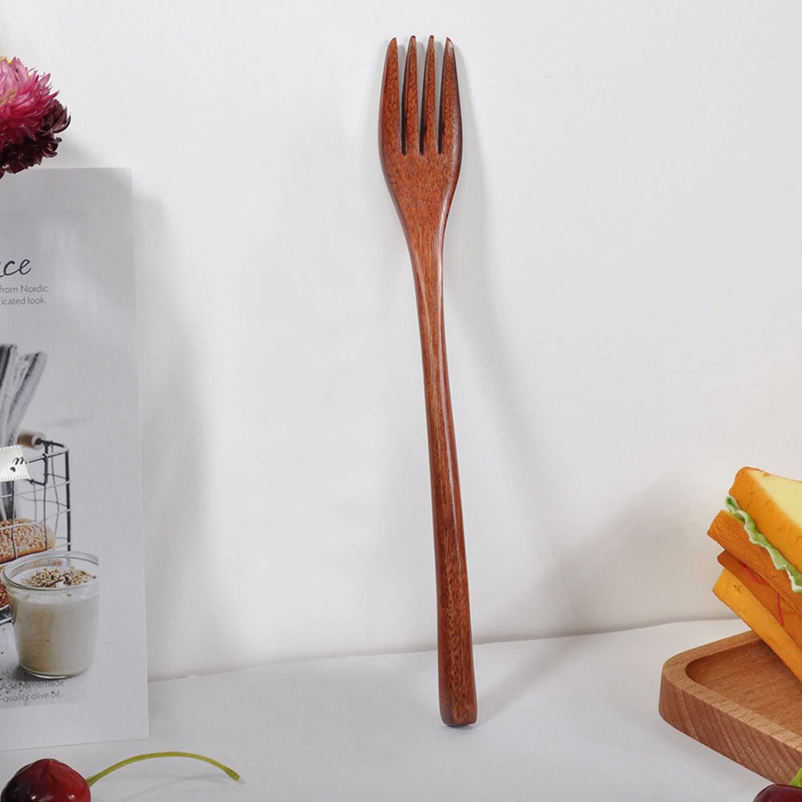TANACC Fork Wooden Spoon Fork Kitchen Cooking Utensil Soup-teaspoon Tableware Stirring Spoon Kitchen Accessories