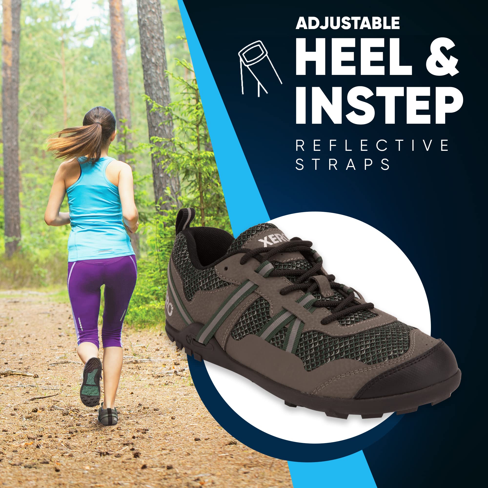 Xero Shoes Women's TerraFlex Lightweight Trail Running & Hiking Shoe - Zero Drop,Black,7.5