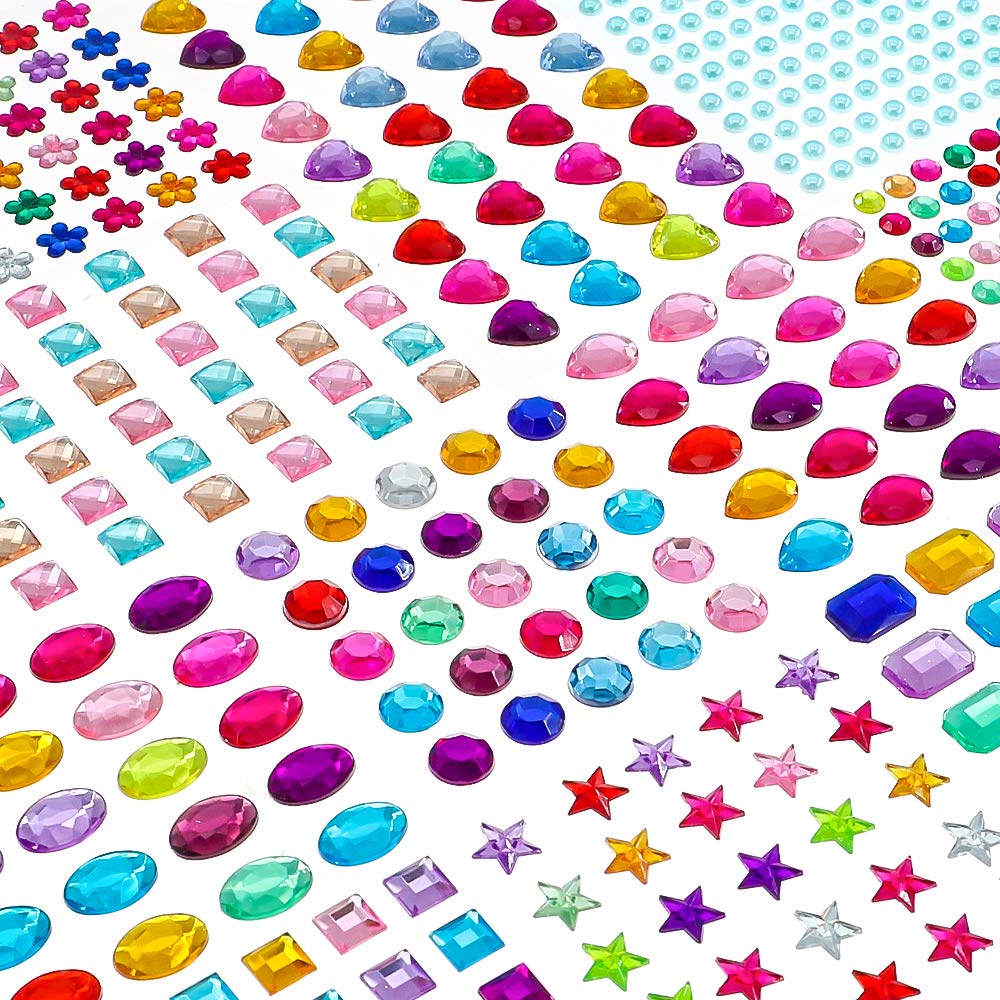 YIQIHAI 1388pcs Jewels Stickers Self Adhesive Gems Rhinestone Stickers for Kids Craft, Assorted Size