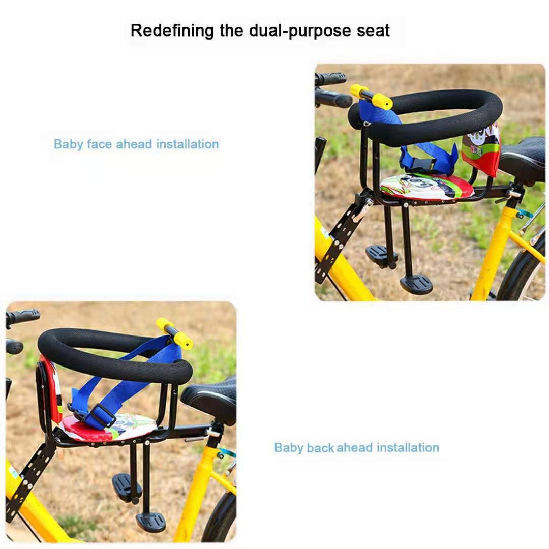 Together-life Front Mounted Child Bicycle Seat with Handrail and Pedal Bike Kids' Safety Seats Front Seat Saddle Cushion