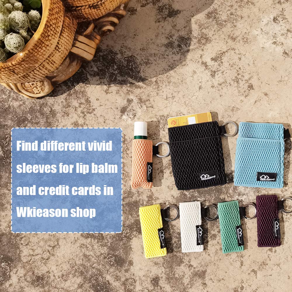 WKieason Lip Balm Sleeves Holder Keychain 5pcs Clip on Chapstick Keychain Holder Pouch Tight-Knit Elastic Lipstick Key Chain Holder