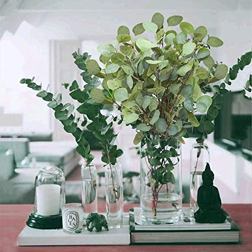 XHXSTORE 3Pcs Artificial Greenery Stems Fake Greenery Eucalyptus Leaf Artificial Silver Dollar Eucalyptus Stem Branch for Party Wedding Garden Home Office Outdoor Indoor Decor