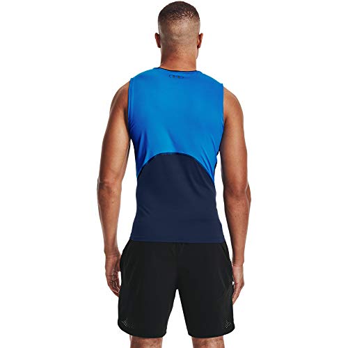 Under Armour Heatgear Rush 2.0 Compression Sleeveless T-shirt, Blue Circuit (436)/Black, Large