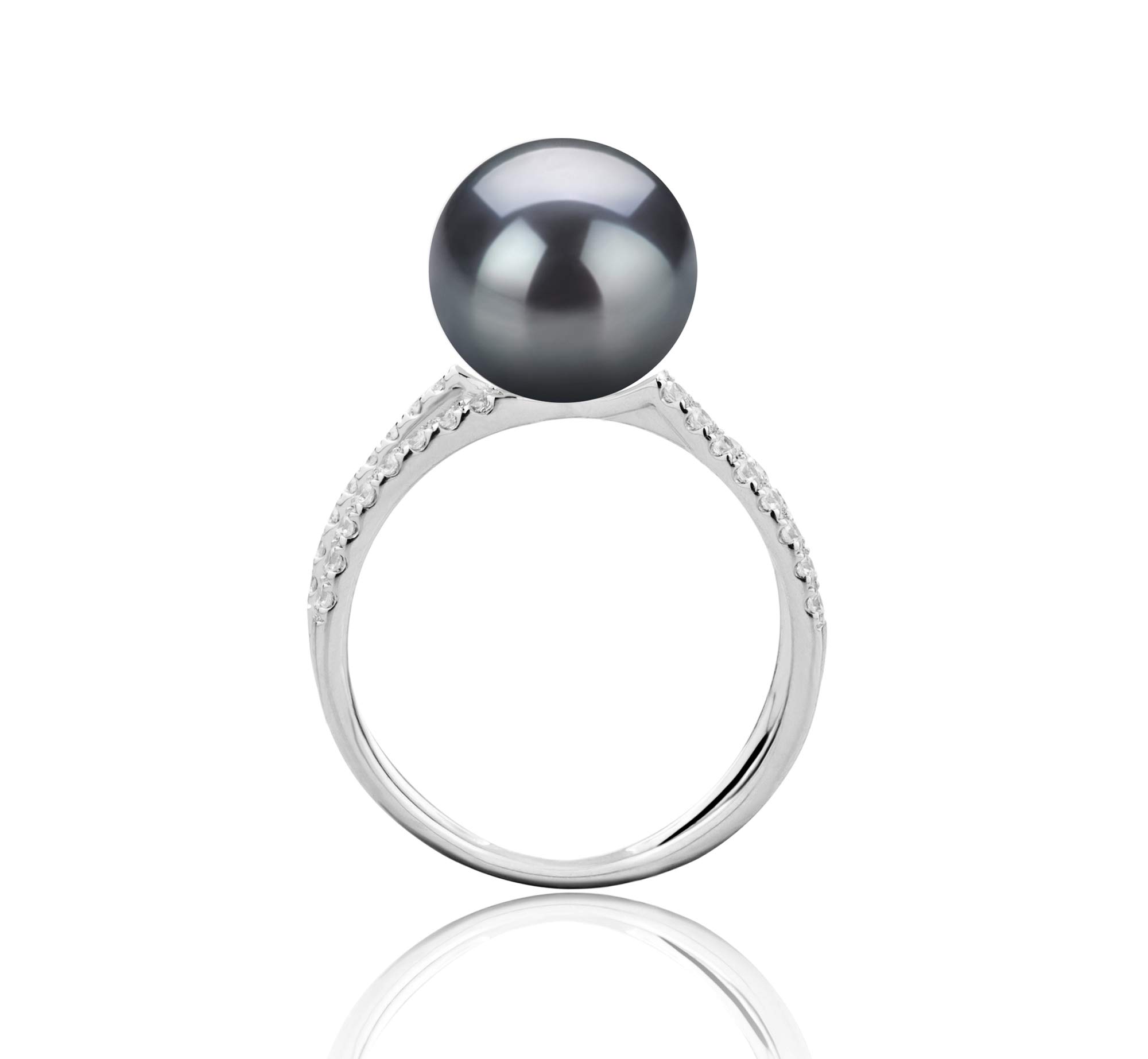 Zana Black 9-10mm AAA Quality Tahitian 925 Sterling Silver Cultured Pearl Ring For Women - Size-7