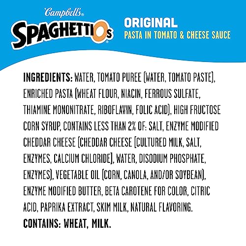 SpaghettiOs Original Canned Pasta, Healthy Snack for Kids and Adults, 22.4 OZ Can (Pack of 12)