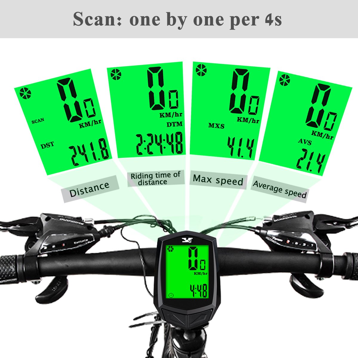 WNPA Bicycle Speedometer Odometer Wireless Waterproof Cycle Bike Computer with LCD Backlight Display Speed Tracker Cycling Accessories
