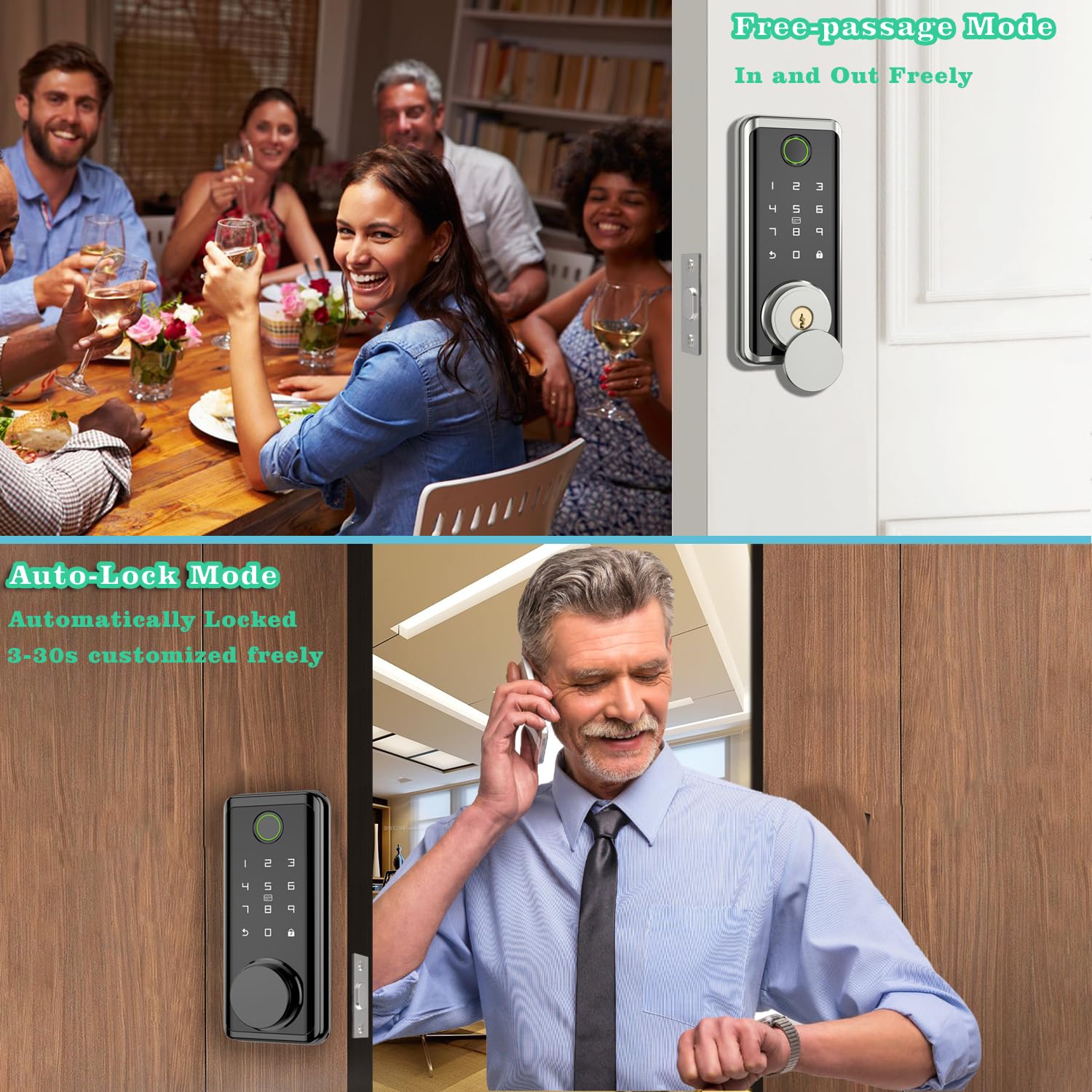 Stylrtop Fingerprint Deadbolt Lock with Glass Touchscreen Keypad,No-WiFi-Access, Keyless Electronic Biometric Lock for Entry Door (Satin Nickel)