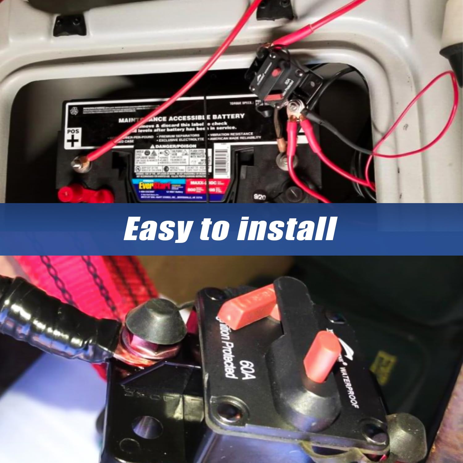 YOUNG MARINE Circuit Breaker Trolling with Manual Reset,Water Proof,12V- 48V DC (Surface Mount-50A)