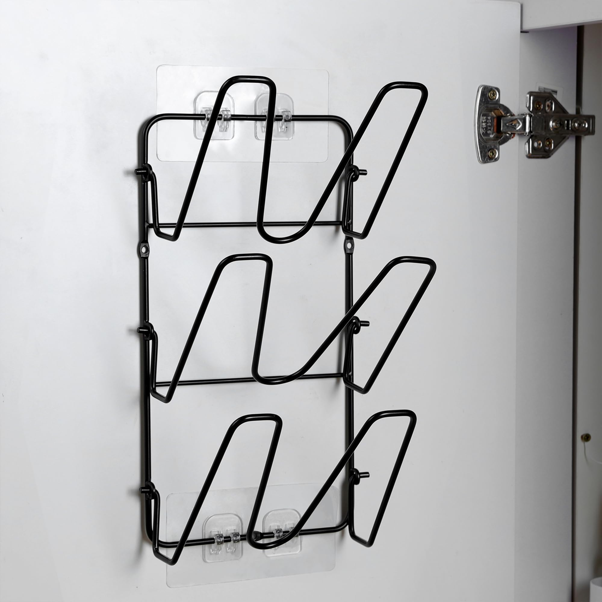 YIGII 6 Tier Pot Lid Organizer/Pot Lids Holder, 2 Pack Pot Lid Rack No Drilling Lid Rack for Cabinet Door or Wall Mounted, for Kitchen Pots And Pans Cover Storage, Black
