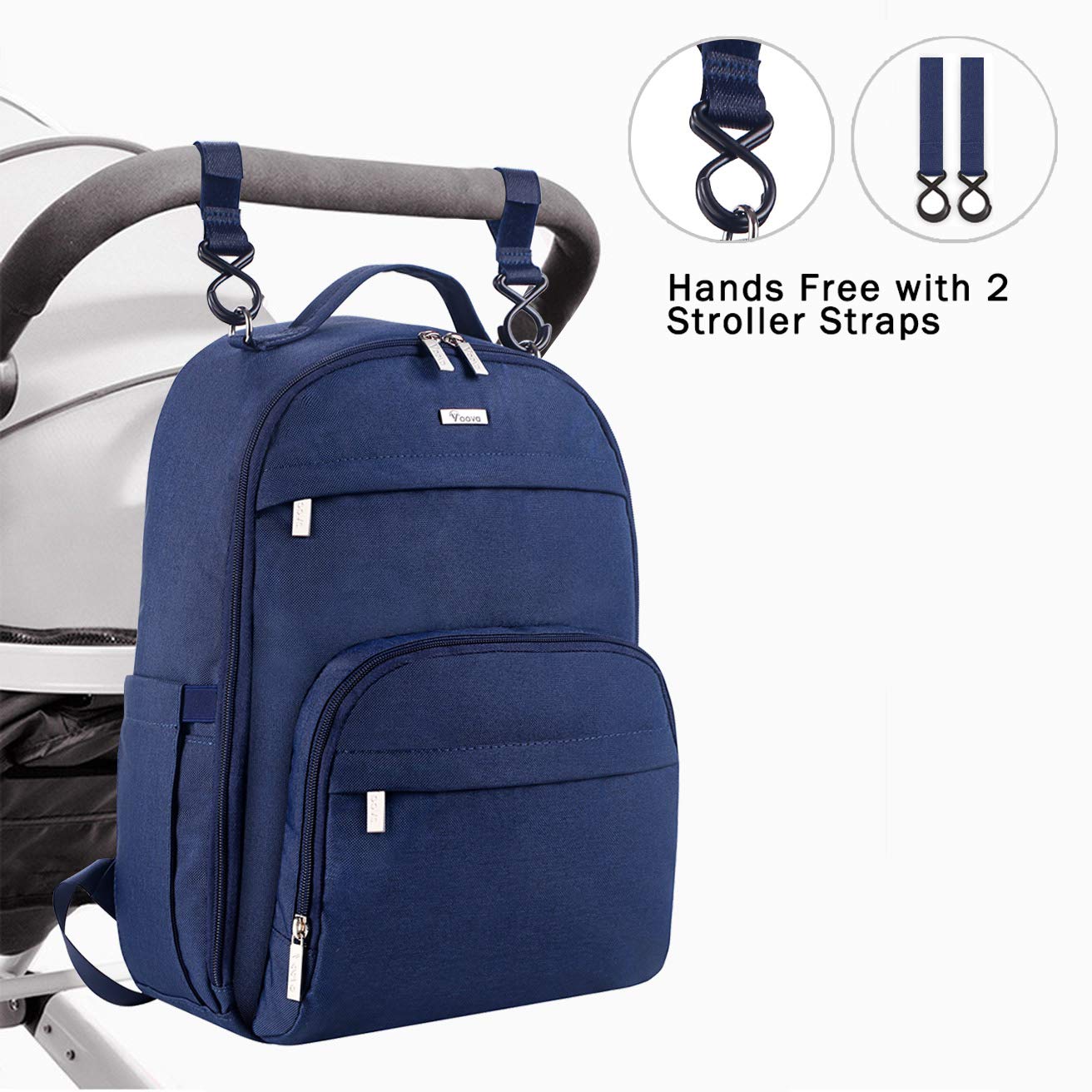Voova oova Diaper Bag Backpack, Multifunction Travel Back Pack Maternity Baby Nappy Changing Bags with Changing Pad & Stroller Straps, Large Capacity,Waterproof and Stylish for Mom and Dad, Black