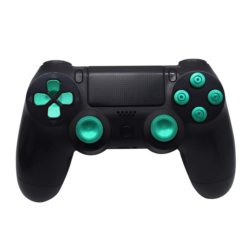 TOMSIN Metal Buttons for PS4 Controller, Aluminum Metal Thumbsticks Analog Grip & Bullet Buttons & D-pad (Red)