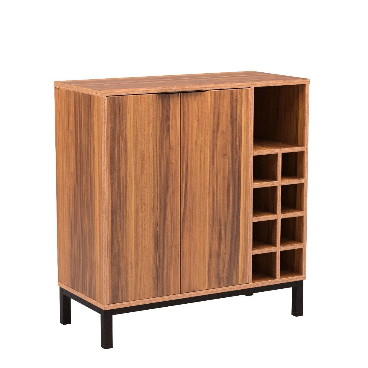 Walker Edison Mid-Century Modern Wood Kitchen Buffet Sideboard-Entryway Serving Storage Cabinet Doors-Dining Room Console, 34 Inch, Dark Walnut