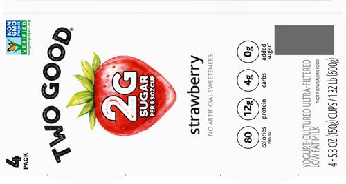 Too Good & Co. Strawberry Flavored Greek Yogurt Cultured Product, 5.3 OZ Cups