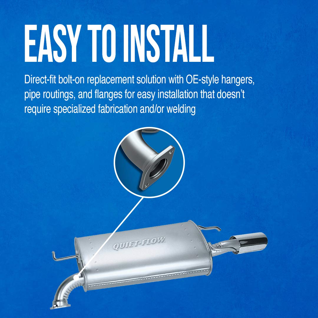 Walker Quiet-Flow SS 56233 Direct Fit Exhaust Muffler Assembly 2.25" Inlet (ID) 2.25" Outlet (OD) for Ford Escape